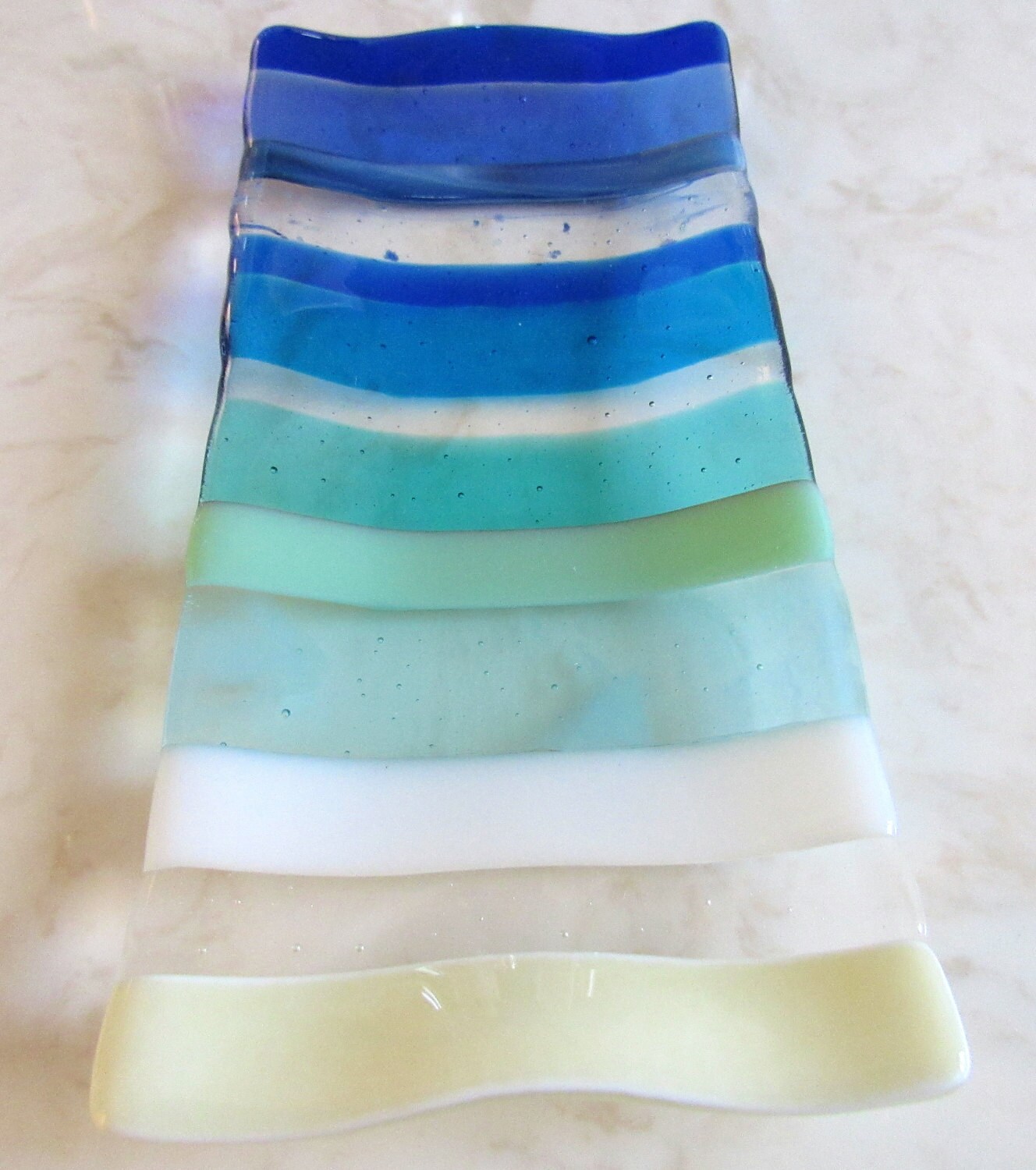 Fused Glass Appetizer Plate, Ocean Beach Decor, Sea Glass Jewelry ...