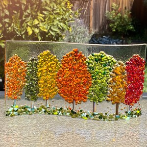 Fused Glass Fall Trees Wave Art, Thanksgiving Decor - Etsy