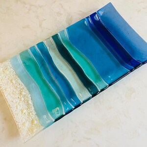 Fused Glass Ocean Wave Plate, Beach Glass Art, Ocean Beach Platter ...