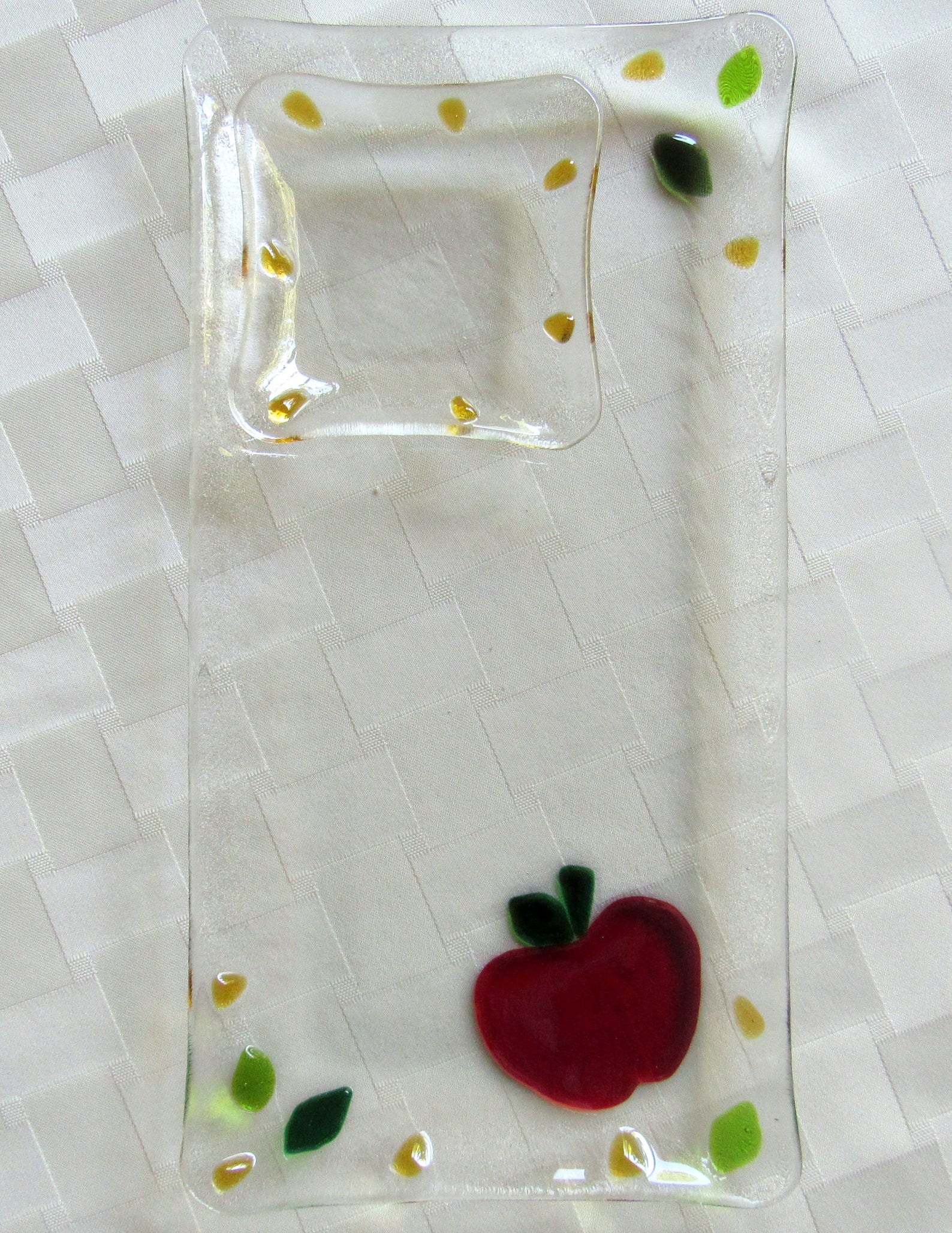 Fused Glass Rosh Hashanah Plate, Apple Honey Dish Set, Judaica Gift - Etsy