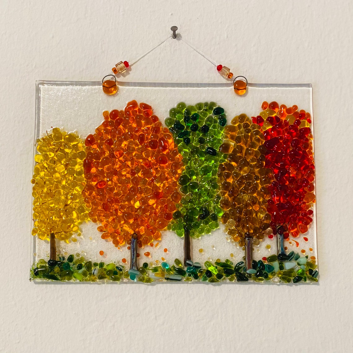 Fused Glass Fall Trees Wall Decor Autumn Leaves Suncatcher - Etsy
