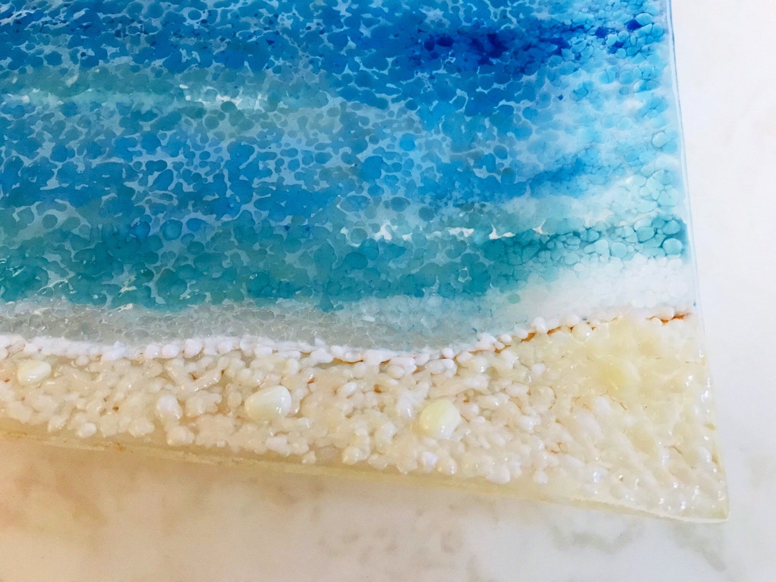 Fused Glass Beach Plate Turquoise Blue Sea Glass Dish Beach - Etsy