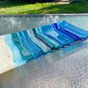 Fused Glass Ocean Wave Plate, Beach Glass Art, Ocean Beach Platter ...