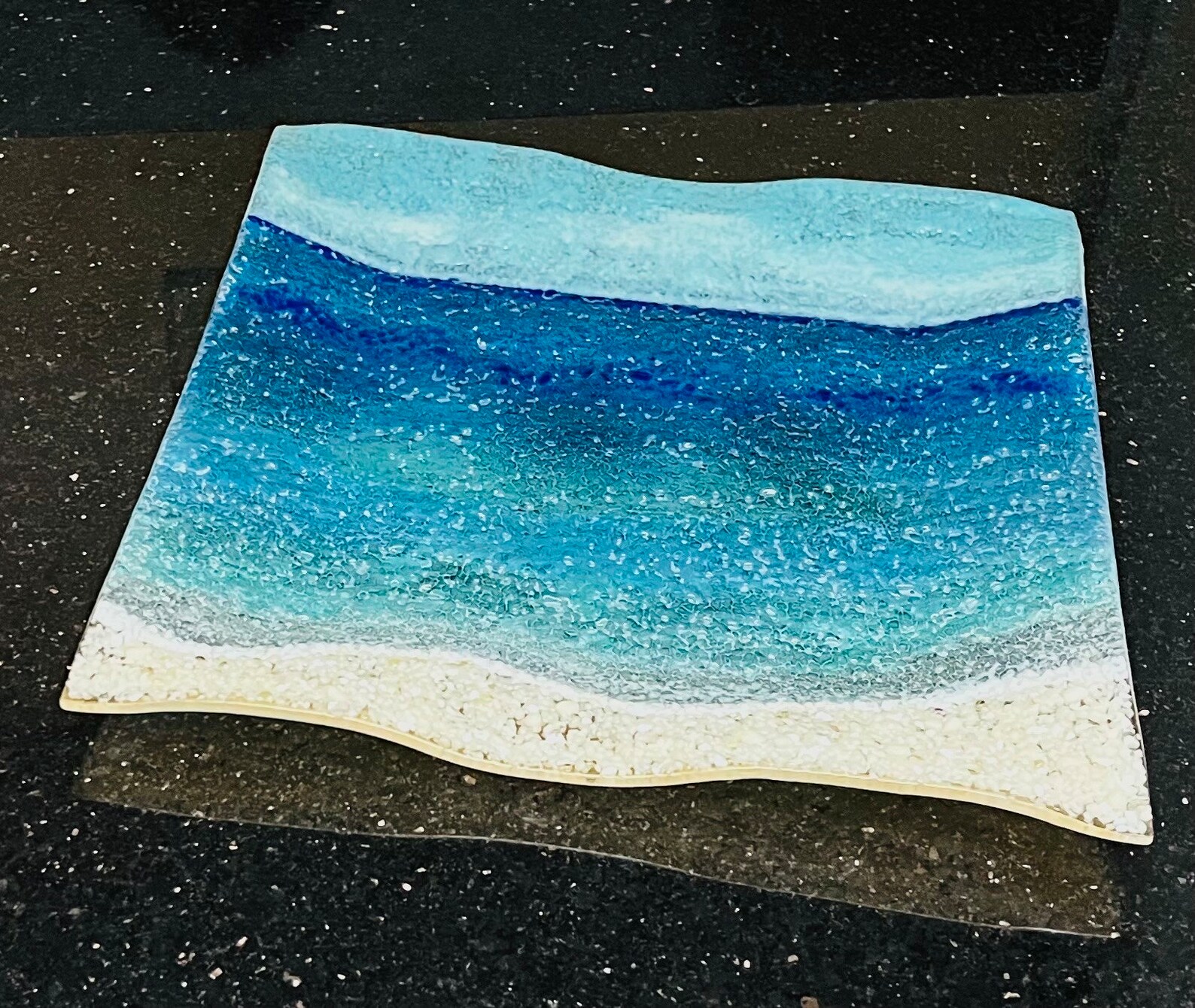 Fused Glass Beach Plate, Ocean Wave Serving Platter, Beach House Decor ...