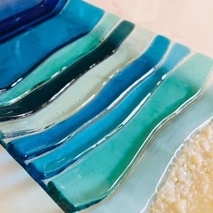 Fused Glass Ocean Wave Plate, Beach Glass Art, Ocean Beach Platter ...