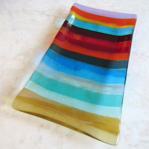 Fused Glass Plate, Ocean Beach Sunset Glass Art, Platter, Sunset ...