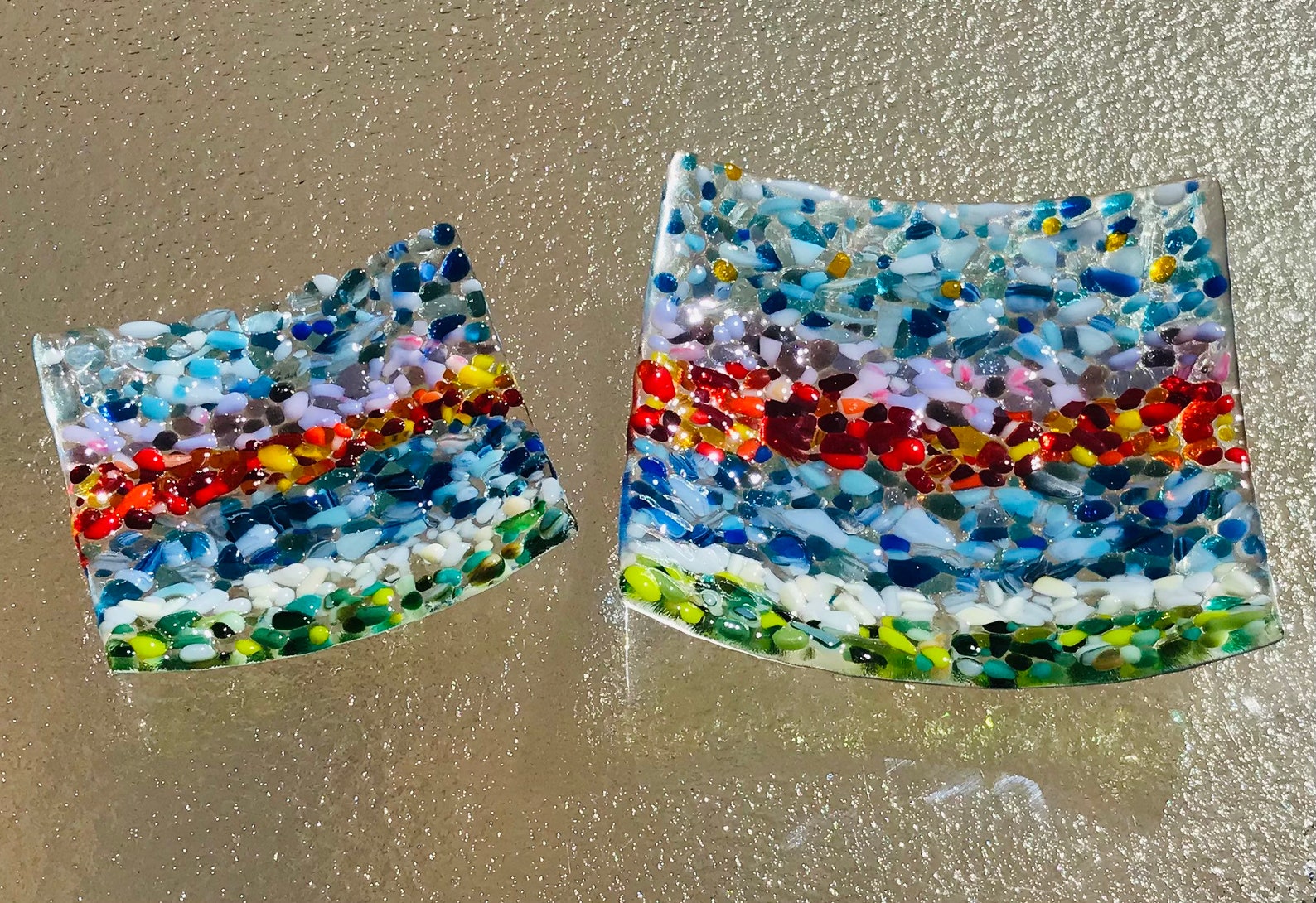 Fused Glass Beach Sunset Plate Sunset Glass Dish Ocean Waves - Etsy