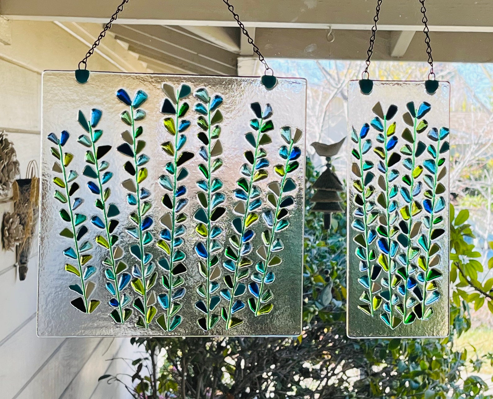 Fused Glass Window Panel Shakuf Design Blooming Branches in - Etsy