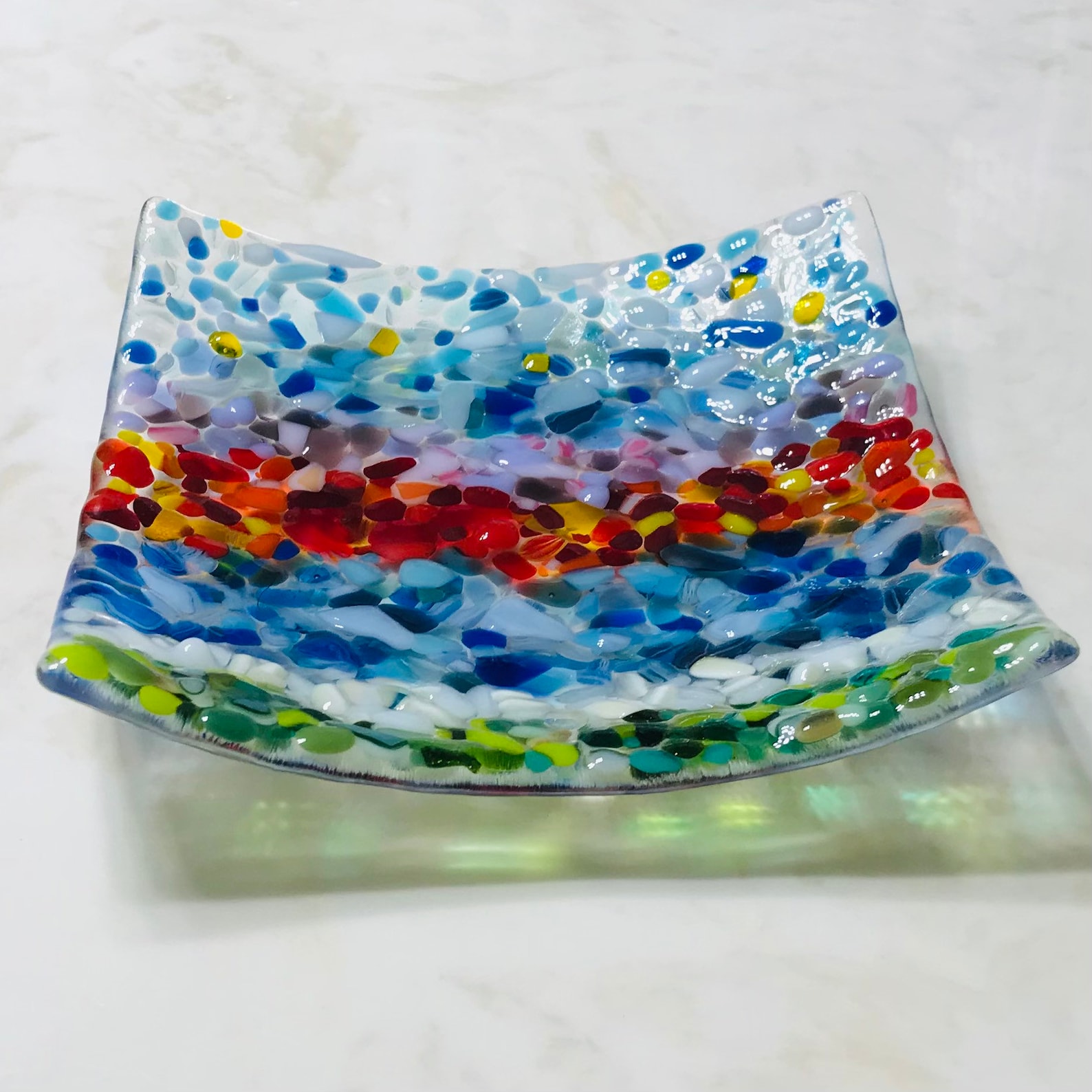 Fused Glass Beach Sunset Plate Sunset Glass Dish Ocean Waves - Etsy