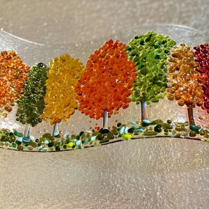 Fused Glass Fall Trees Wave Art, Thanksgiving Decor - Etsy