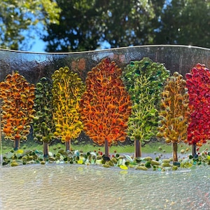 Fused Glass Fall Trees Wave Art, Thanksgiving Decor - Etsy