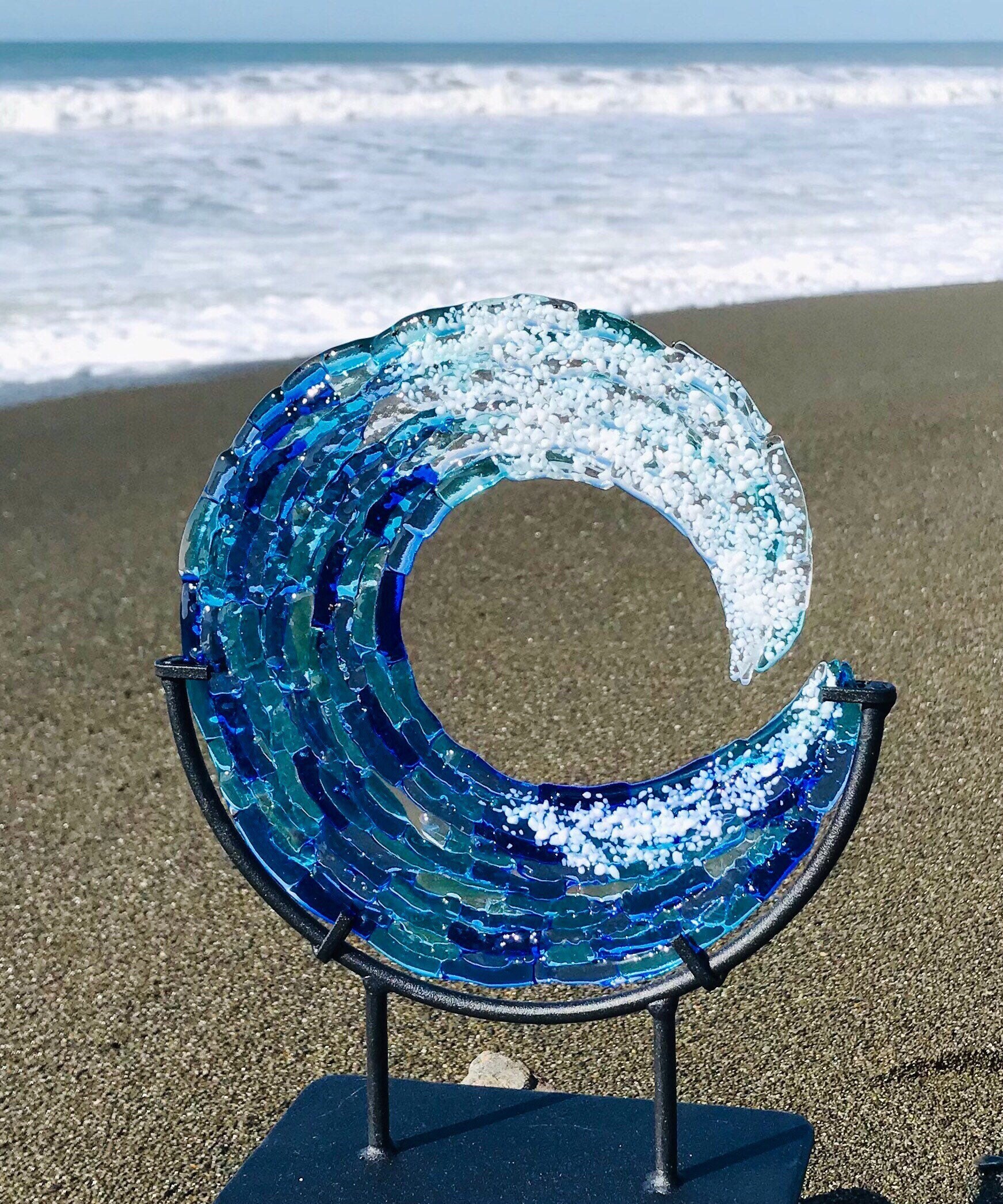 Panels & Wall Hangings Art & Collectibles Nautical Decor Blue Glass ...