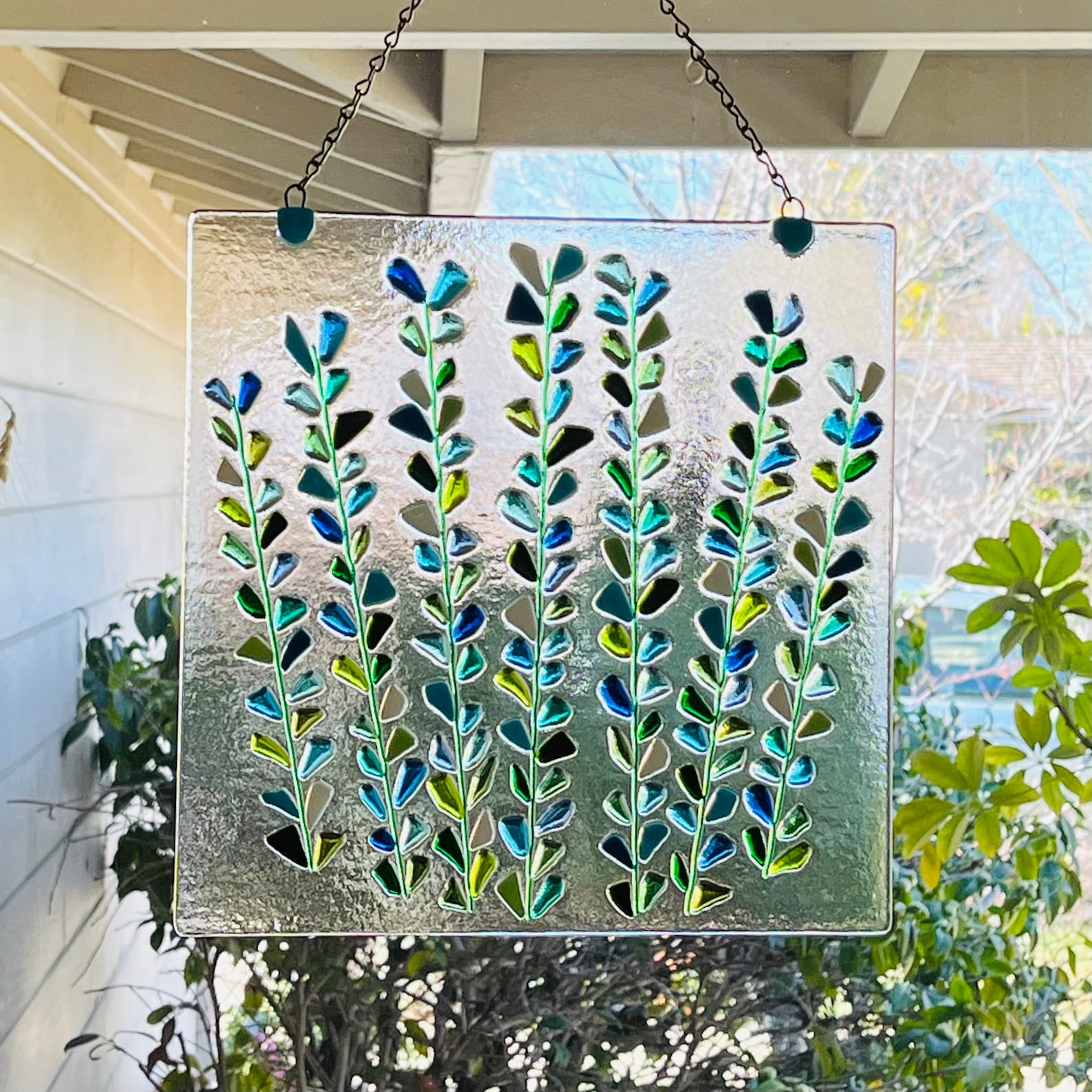 Fused Glass Window Panel Shakuf Design Blooming Branches in - Etsy