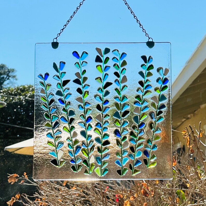 Fused Glass Window Panel Shakuf Design Blooming Branches in - Etsy
