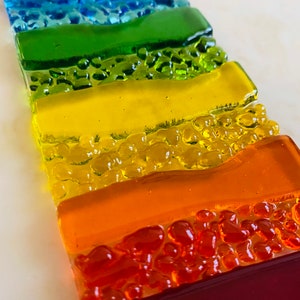 Fused Glass Rainbow Suncatcher, Personalized Rainbow Bridge Glass Art ...