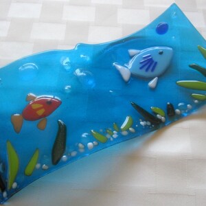 Fused Glass Wave Art, Glass Fish, Underwater Marine Life, Turquoise ...