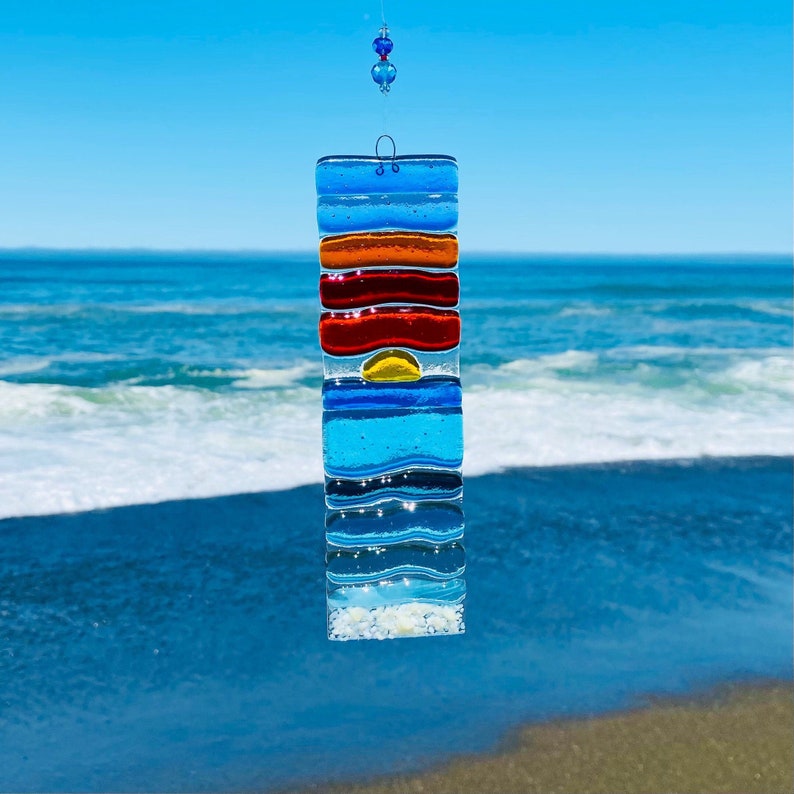Fused Glass Beach Sunset Suncatcher Sunset Glass Wall Art - Etsy