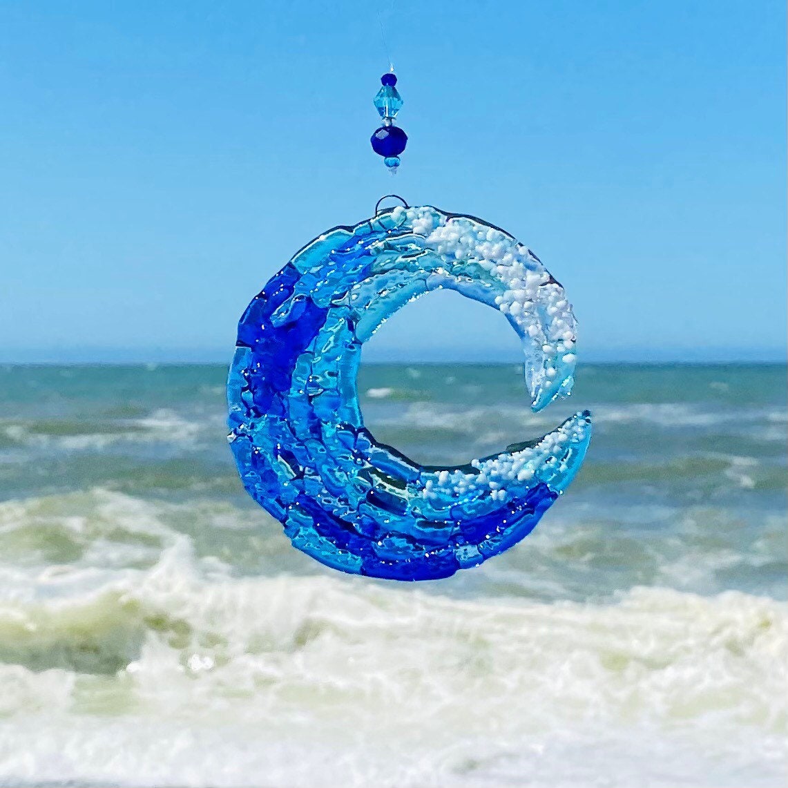 Glass Sculptures & Figurines Glass Art Glass Wave Art Hand Painted ...