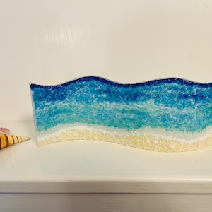 Fused Glass Ocean Wave, Free Standing Glass Wave Art, Beach Glass Decor ...