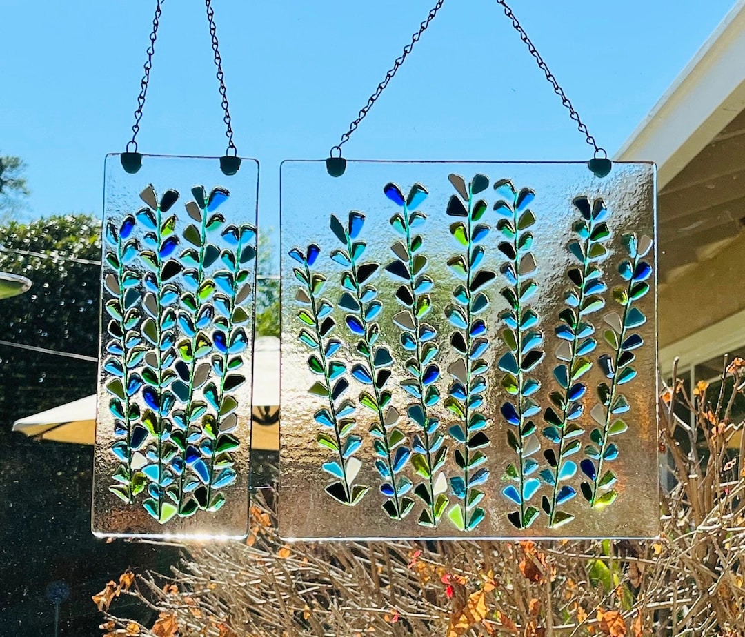 Fused Glass Window Panel Shakuf Design Blooming Branches in - Etsy