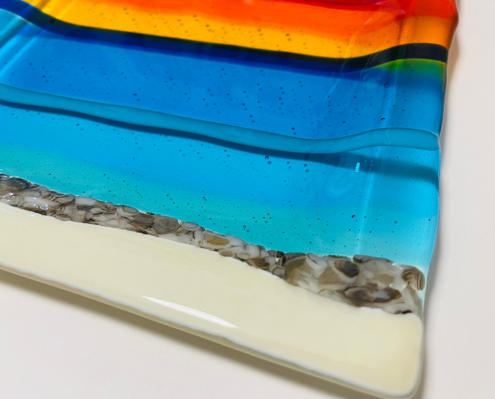 Fused Glass Beach Sunset Platter, Ocean Wave Art, Handmade - Etsy