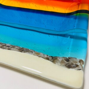 Fused Glass Beach Sunset Plate, Sunset Beach Platter, Ocean Wave Glass ...