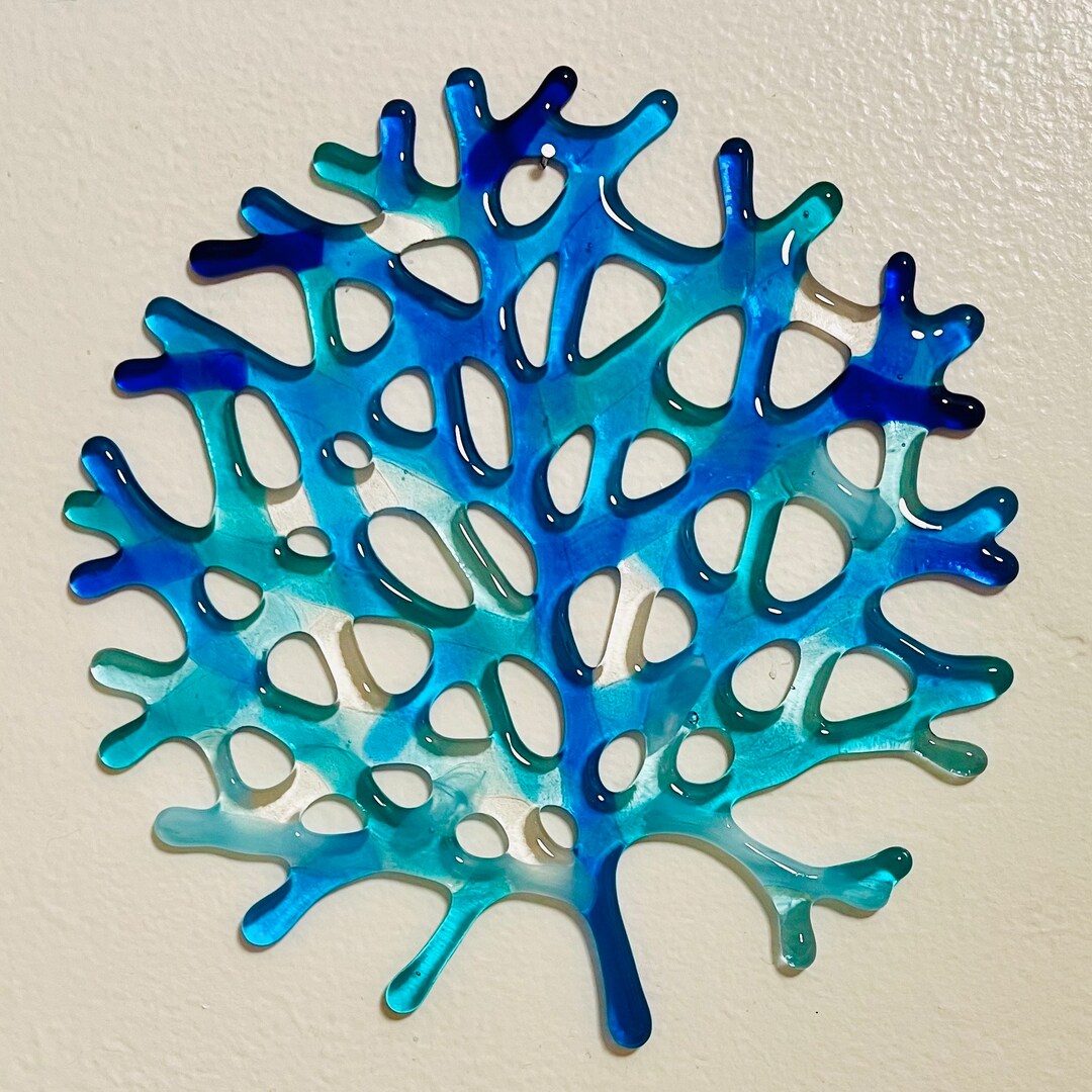 Fused Glass Coral, Glass Branching Coral Wall Decor, Ocean Wave Coral ...