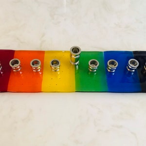 Fused Glass Pride Menorah, Rainbow Menorah, Equality Flag Hanukkah Gift ...