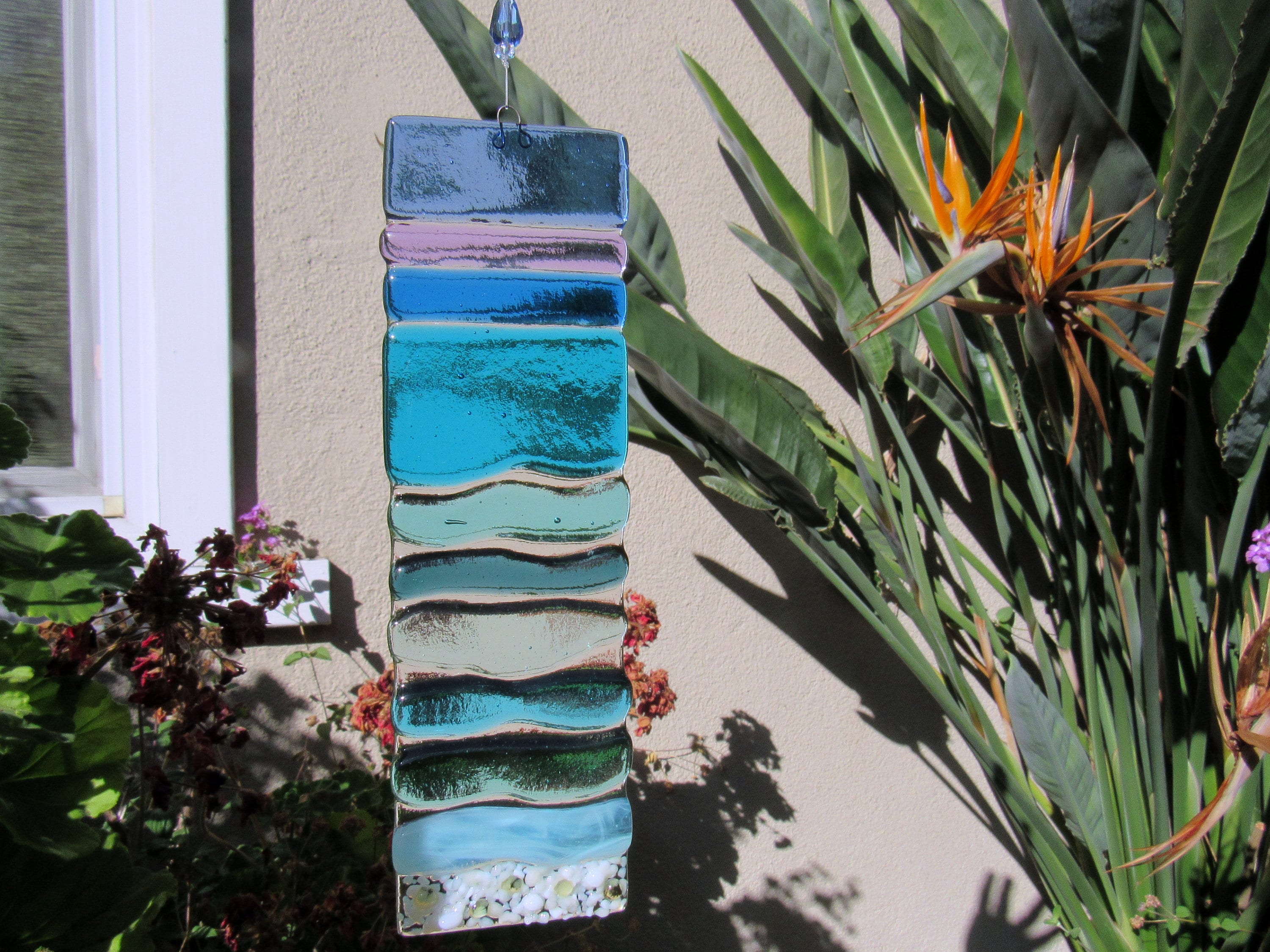 Fused Glass Beach Wall Art Sea Sun Catcher Blue Ocean Waves - Etsy Canada