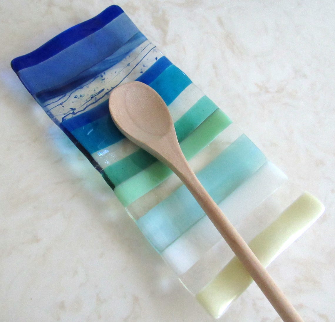 Fused Glass Appetizer Plate, Ocean Beach Decor, Sea Glass Jewelry ...