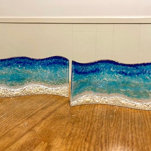 Fused Glass Ocean Wave, Free Standing Glass Wave Art, Beach Glass Decor ...