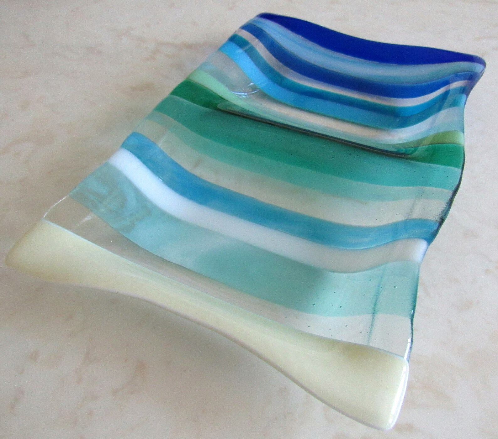 Fused Glass Plate Ocean Beach Divided Serving Tray Sea Glass | Etsy