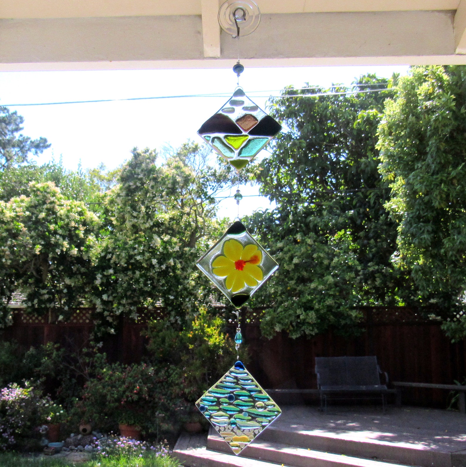 Fused Glass Mobile Custom My Happy Places Glass Art Ocean | Etsy