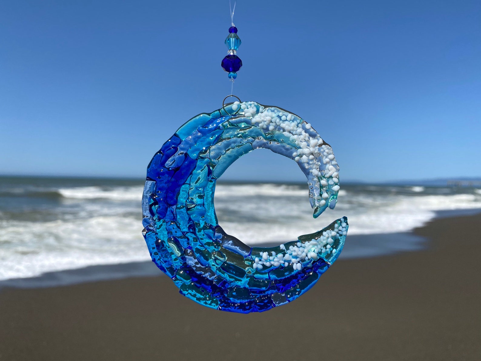 Fused Glass Ocean Wave Suncatcher Glass Wave Art Beach - Etsy UK