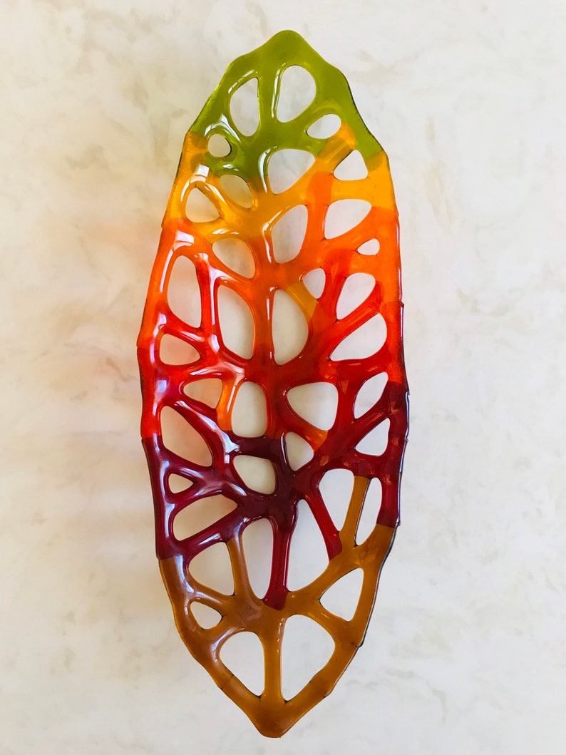 Fused Glass Fall Leaf Bowl Glass Oval Dish Glass Art Autumn Etsy