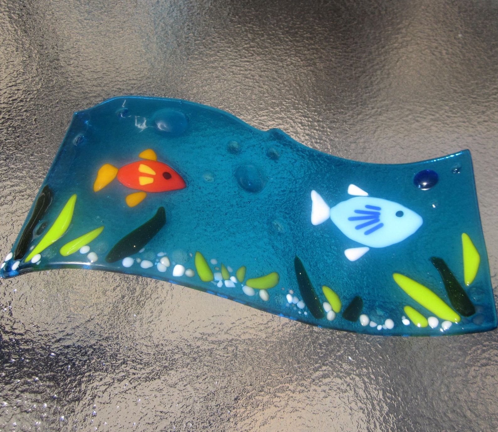 Fused Glass Wave Art Glass Fish Underwater Marine Life | Etsy