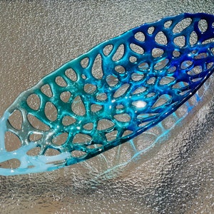 Glass Coral Bowl, Fused Glass Beach Oval Plate, Beach Glass Art ...