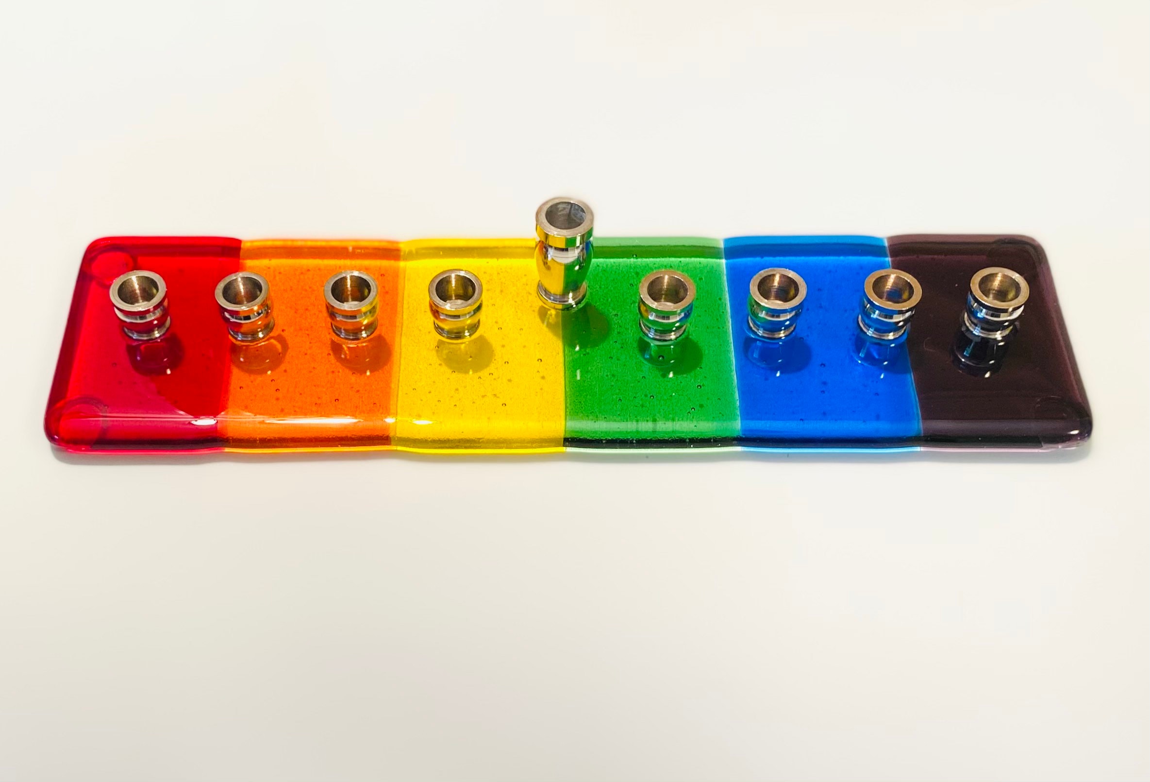 Fused Glass Pride Menorah Rainbow Menorah Equality Flag | Etsy