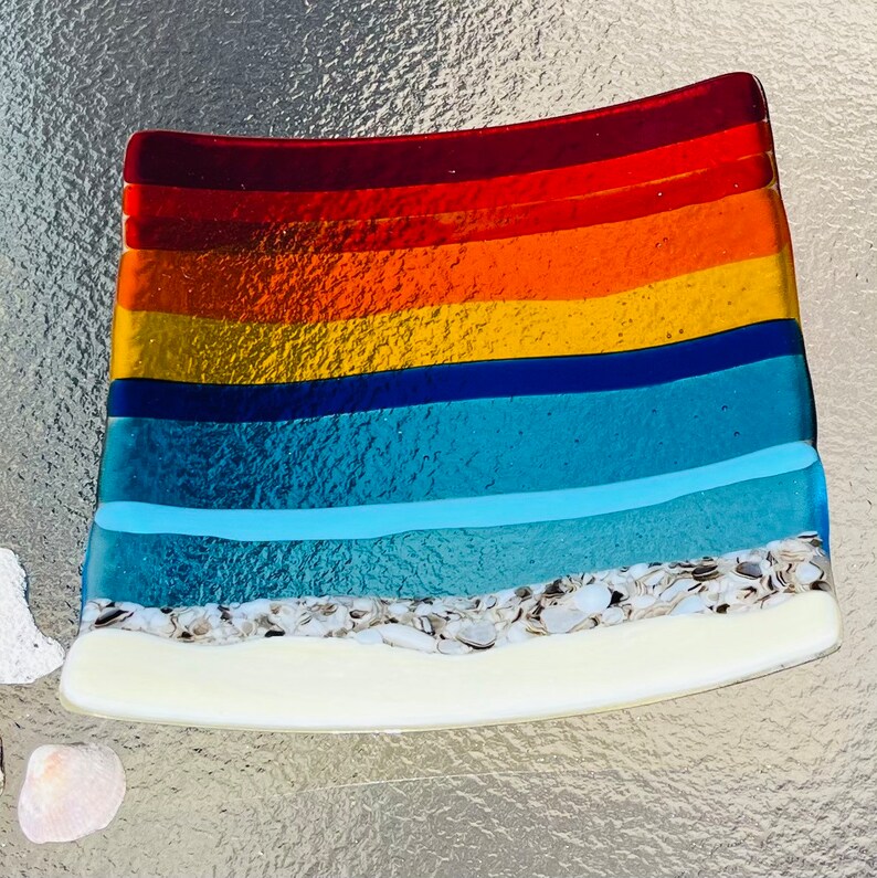 Fused Glass Beach Sunset Plate Sunset Beach Dessert Plate - Etsy