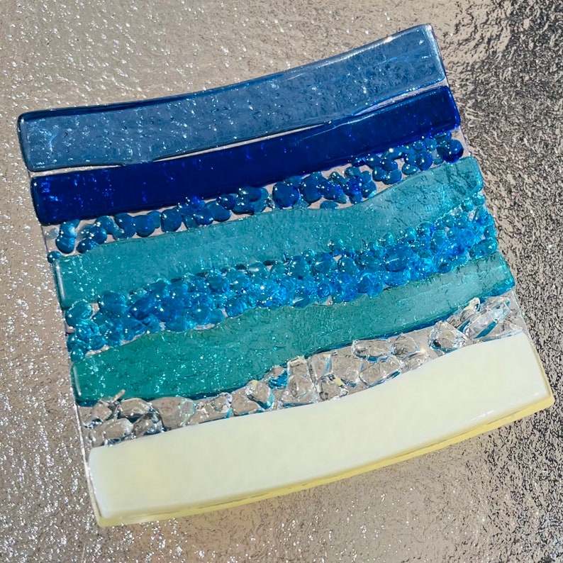 Fused Glass Beach Plate Ocean Wave Glass Dish Beach Glass - Etsy