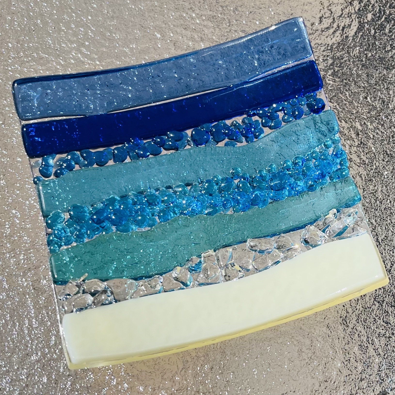 Fused Glass Beach Plate, Ocean Wave Dish, Coastal Decor - Etsy