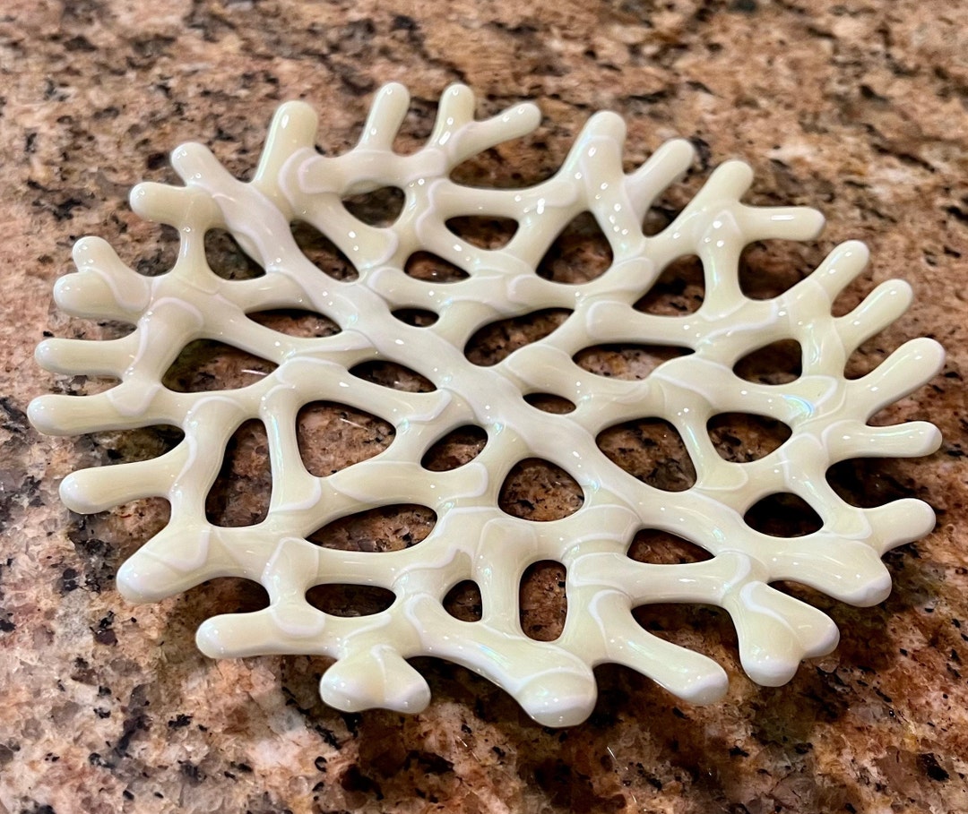 Fused Glass Coral Plate, Glass Branching Coral Wall Decor, French ...