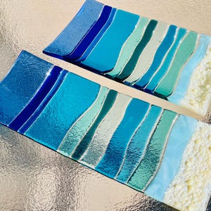 Fused Glass Ocean Wave Plate, Beach Glass Art, Ocean Beach Platter ...