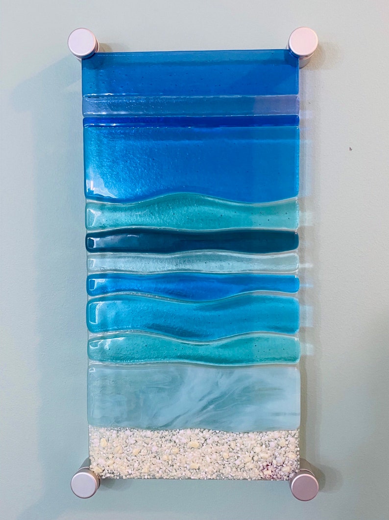 Fused Glass Beach Wall Art Blue Glass Ocean Waves Turquoise - Etsy