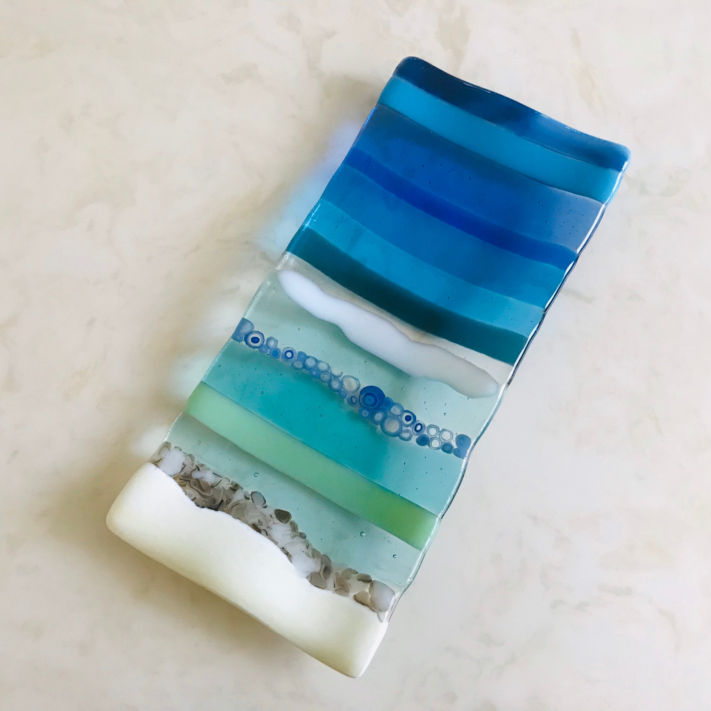 Fused Glass Beach Art Rocks and Bubbles by the Beach | Etsy