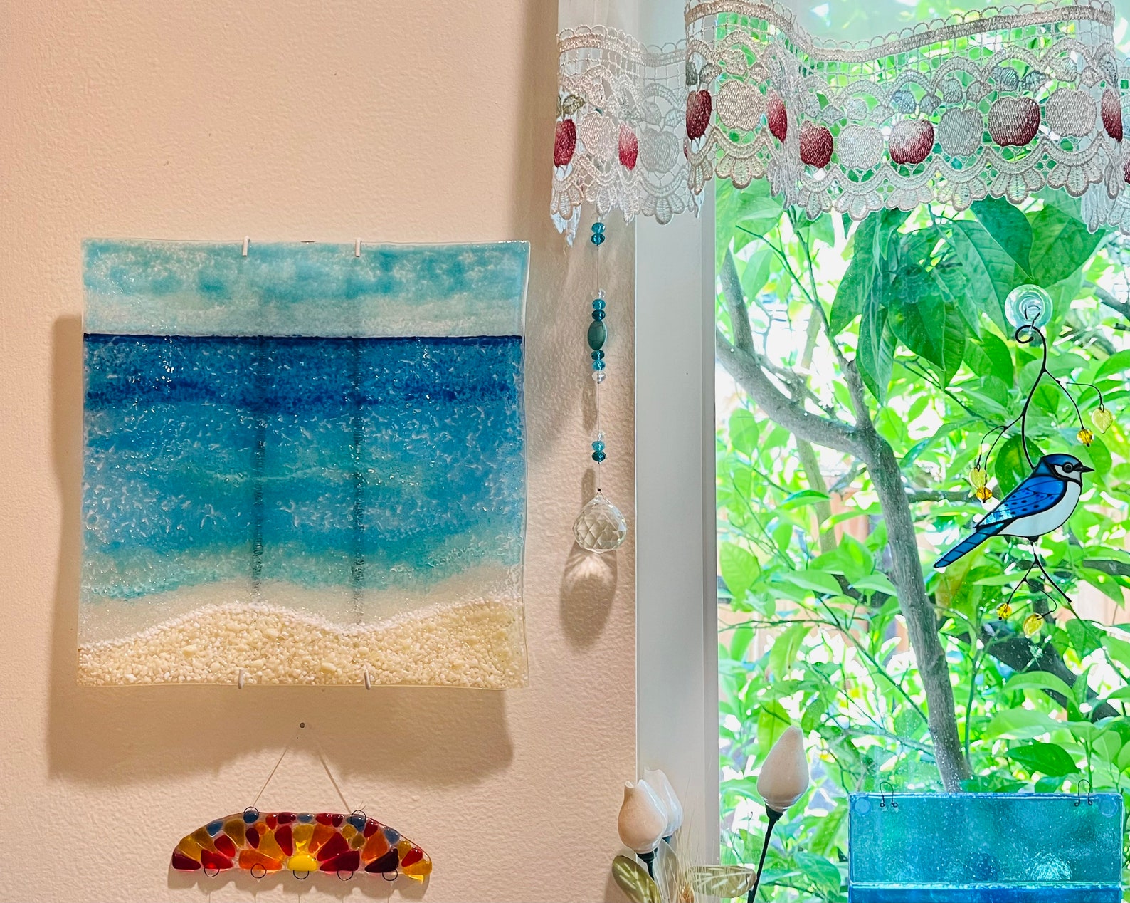 Fused Glass Beach Plate, Ocean Wave Serving Platter, Beach House Decor ...