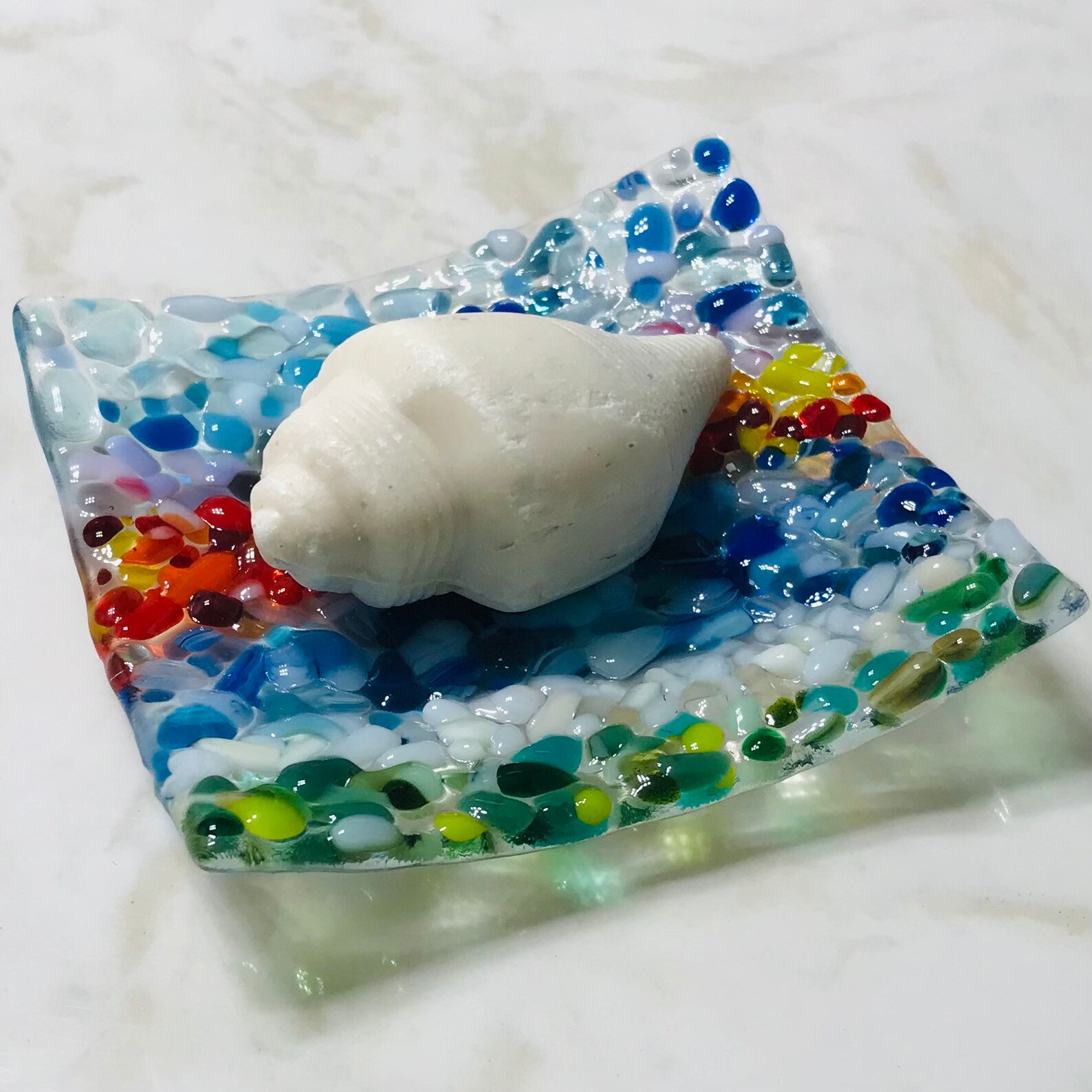 Fused Glass Beach Sunset Plate Sunset Glass Dish Ocean Waves - Etsy