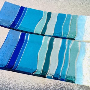 Fused Glass Ocean Wave Plate, Beach Glass Art, Ocean Beach Platter ...