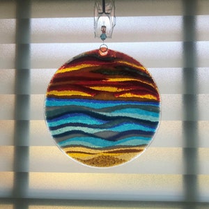 Fused Glass Beach Sunset Suncatcher Ocean Beach Sunset Art - Etsy
