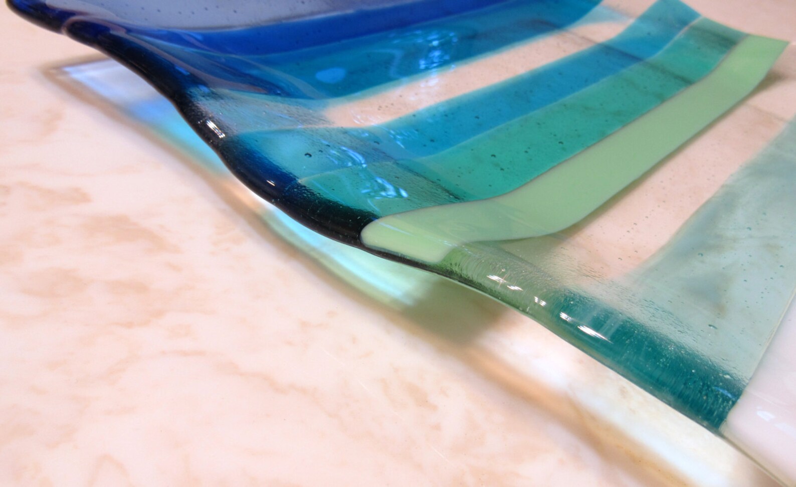 Fused Glass Platter Ocean Beach Serving Tray Sea Glass Plate | Etsy